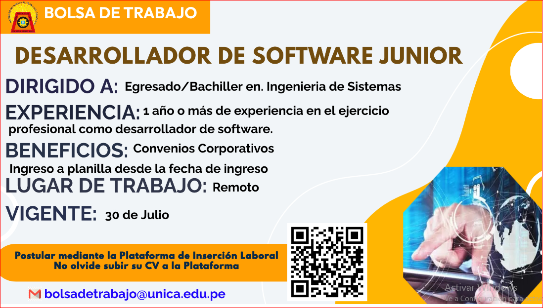 Bolsa de Trabajo: Desarrollador de software junior – Noticias UNICA