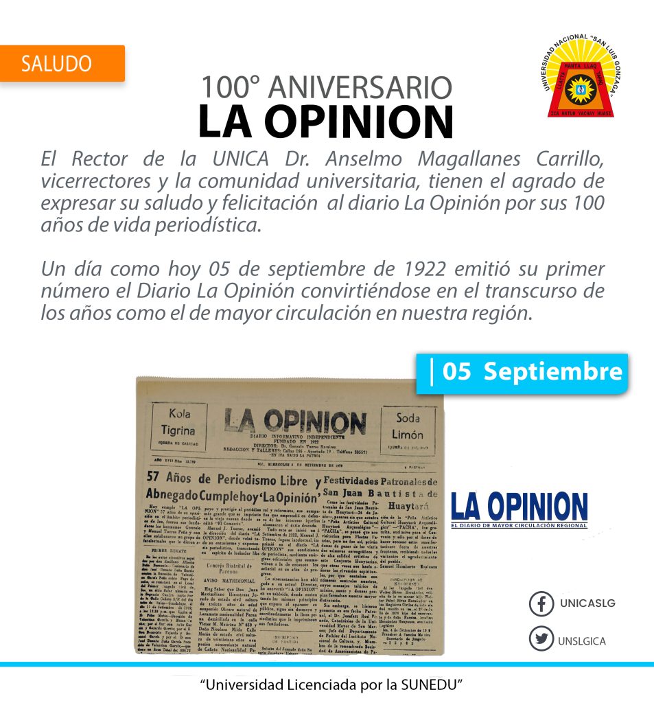 100º Años de vida periodística del Diario La Opinión – Noticias UNICA