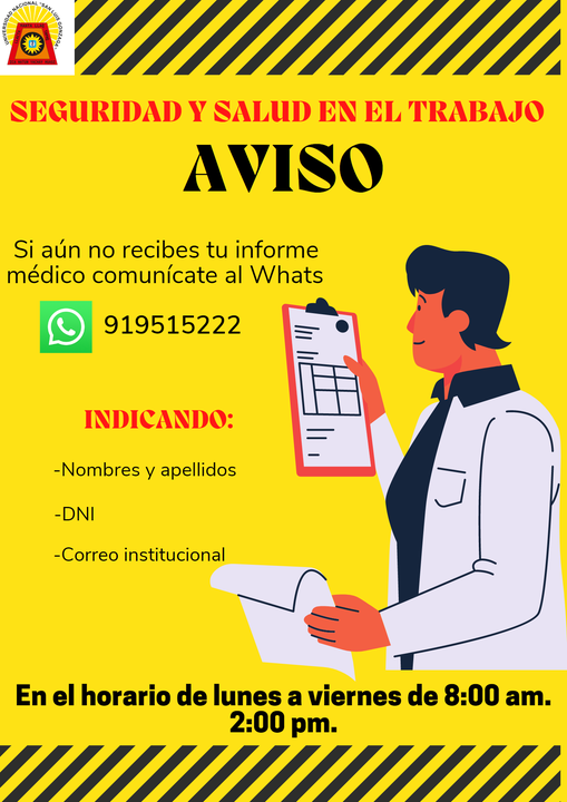 Aviso de la dirección de Seguridad y Salud en el Trabajo – Noticias UNICA