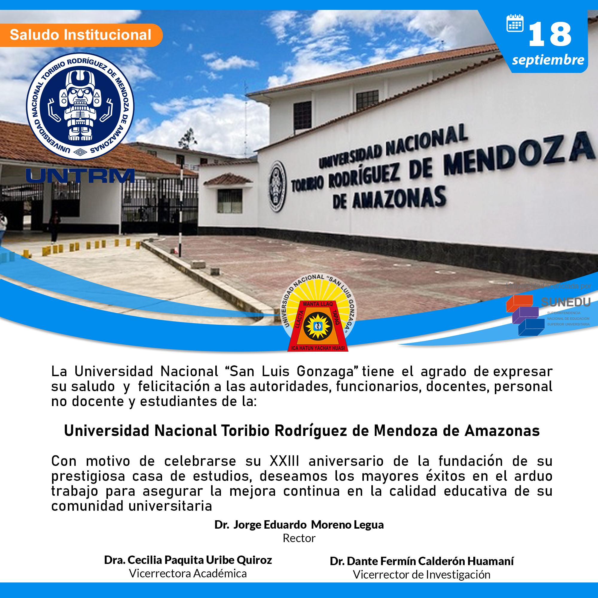 Saludamos a la Universidad Nacional Toribio Rodríguez de Mendoza de ...