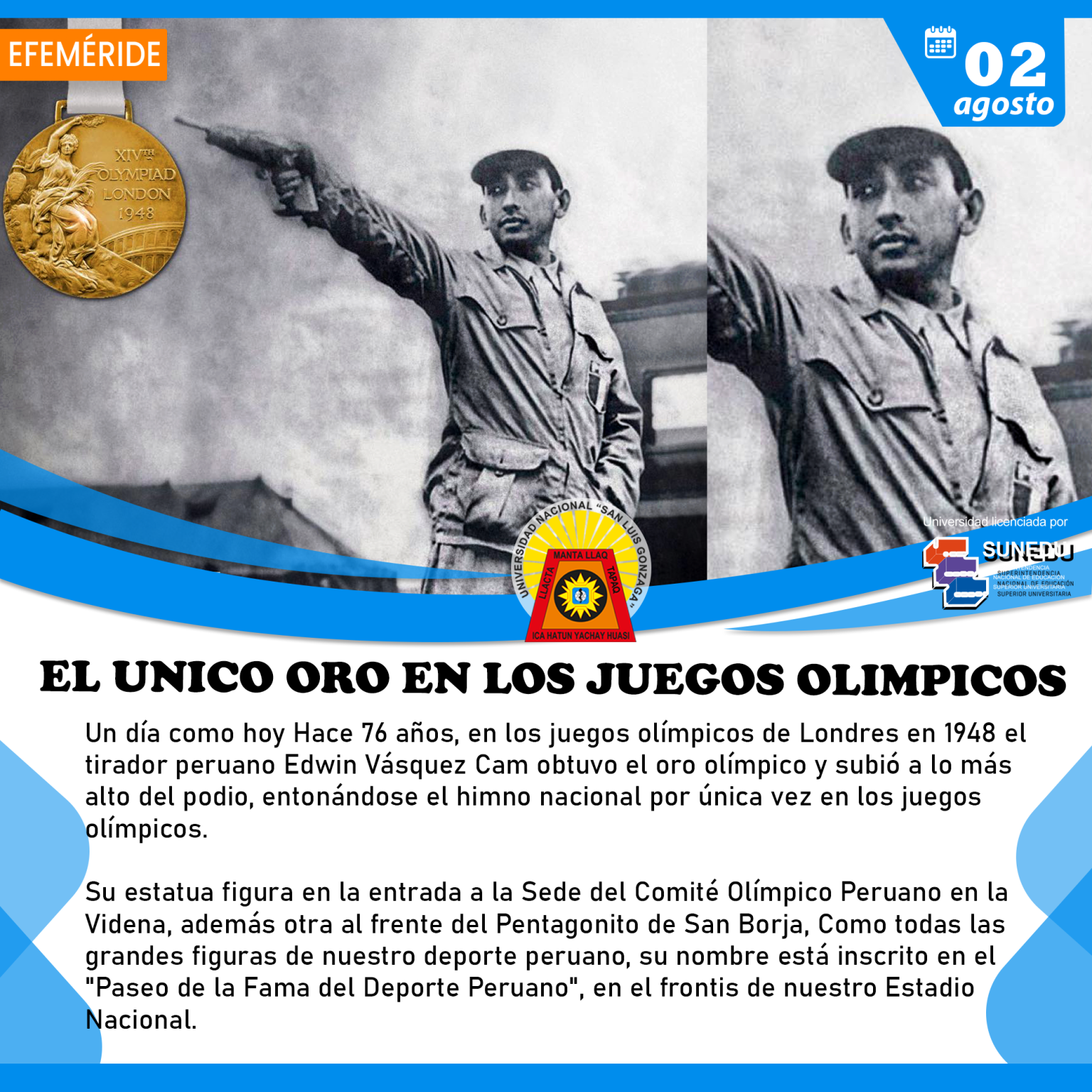 El UNICO ORO PERUANO EN LOS JUEGOS OLIMPICOS – Noticias UNICA