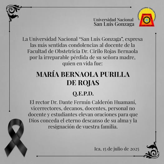 CONDOLENCIAS – Noticias UNICA